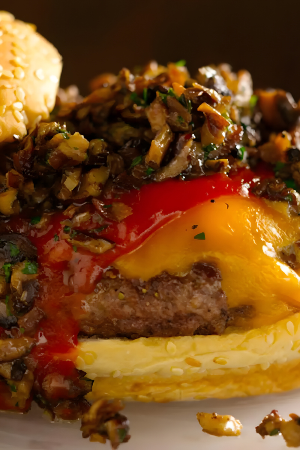 Wild Mushroom-Cheddar Burger - Baya Secret Recipes